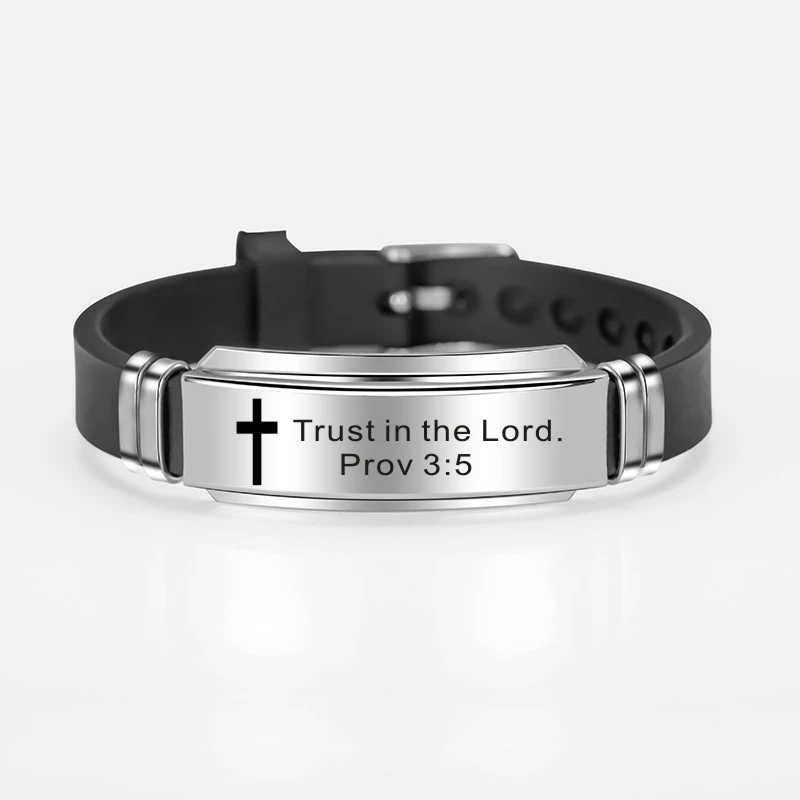 Cross jesus scripture quote bracelet christian silicone wristband